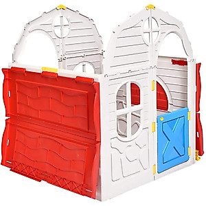 Costzon Kids Foldable Playhouse, Portable Game Cottage with Windows, Door, Realistic Home and Garden Play House, Gift for Toddler Boys Girls Indoor Outdoor