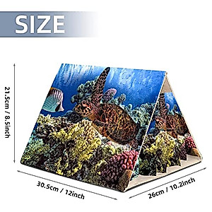 Turtle Underwater Sea, Guinea Pig Bed Washable Small Animal Hideout, Hamster Cage Accessories for Gerbils Chipmunks Squirrels Hedgehogs Guinea Pigs
