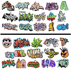 N Scale 1:160 Graffiti Waterslide Decals 2-Pack Set #8 - Weather Your Rolling Stock & Structures!