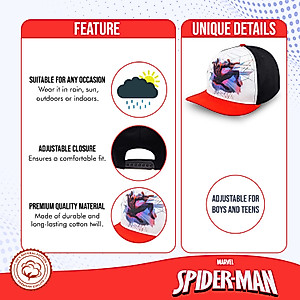 Marvel Spiderman Baseball Cap for Boys, Boys Hat and Fitted Cap, Flatbrim Baseball Spiderman Hat in Red Design