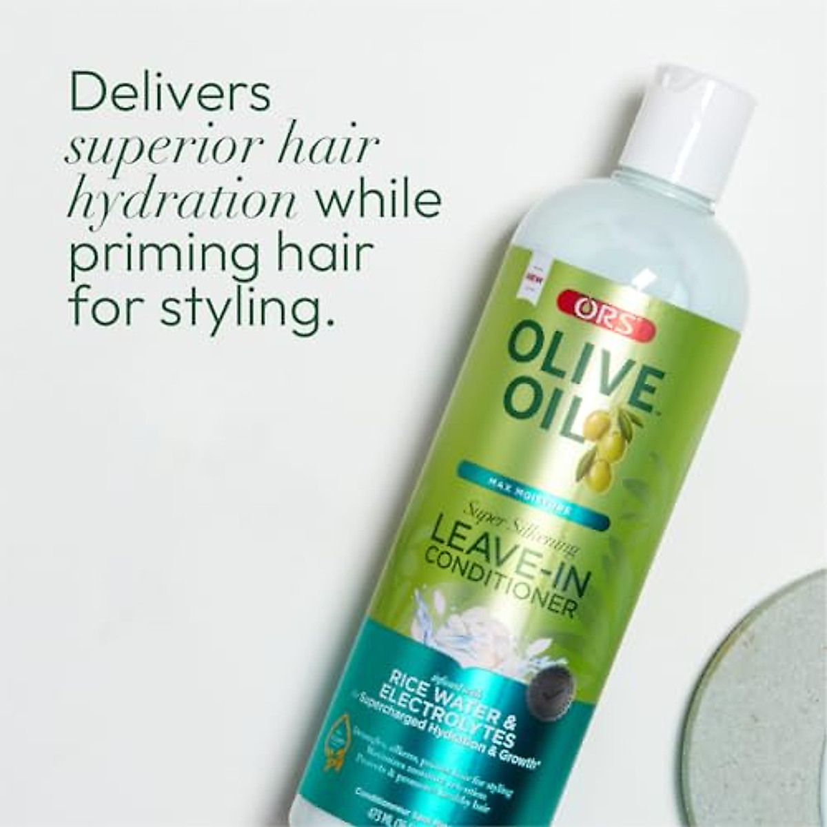 ORS Olive Oil Max Moisture Leave-In Conditioner with Rice Water and Electrolytes for Supercharged Hair Hydration 16.0 Ounce (1)