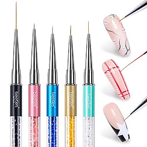 Beetles Gel Polish Nail Art Liner Brushes 5Pcs Painting Art Design Pen Set Diamond Application Rhinestone Handle Dotting Drawing Sizes 5 7 9 11 20mm Nail Art Design Gift for Women