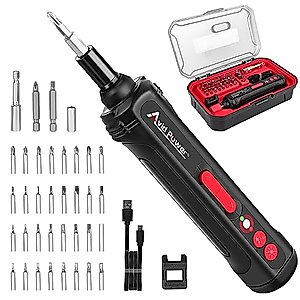 AVID POWER Electric Screwdriver Set, 4V Magnetic Chuck Cordless Power Screwdriver Rechargeable with 37 Accessories, USB Rechargeable Lithium ion Battery, Dual LED Lights