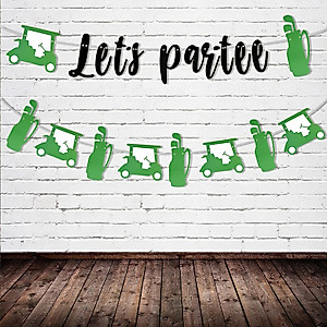 Ahzemepinyo Golf Themed Banner Garland Let's Par-Tee Banner Golf-Themed Birthday Party Decoration for Golf Par-Tee Time Birthday Baby Shower Decoration