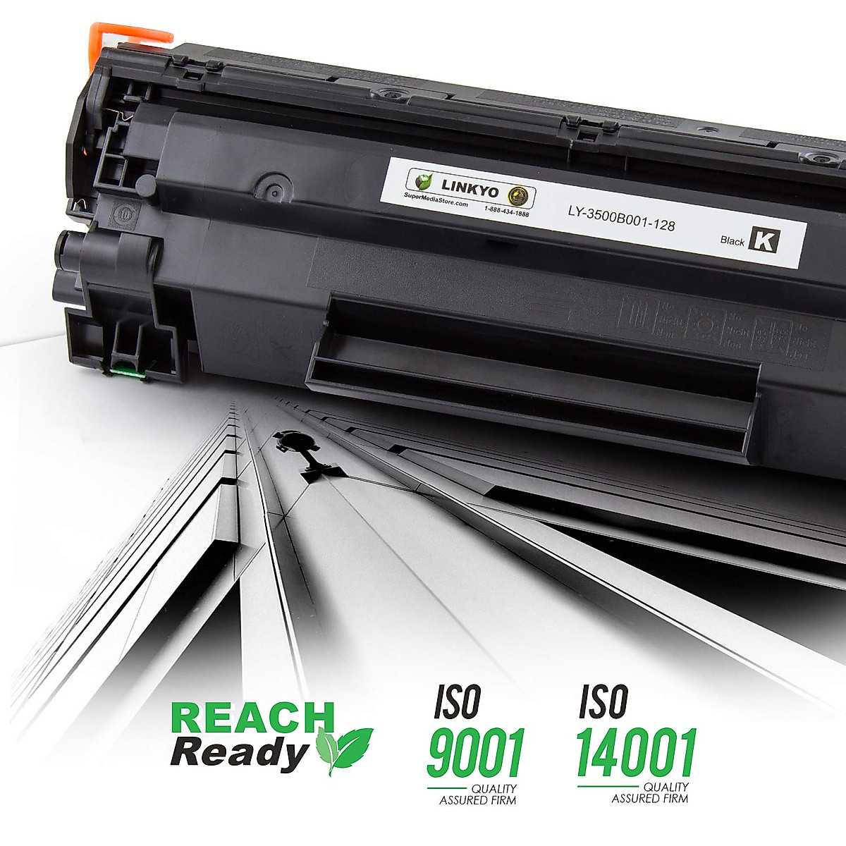 LINKYO Compatible Toner Cartridge Replacement for Canon 128 (Black, 3-Pack)