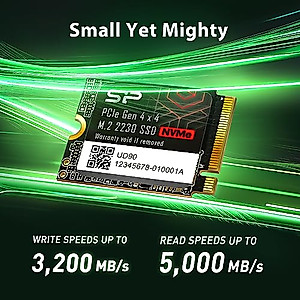 Silicon Power 2TB UD90 2230 NVMe 4.0 Gen4 PCIe M.2 SSD R/W up to 5,000/3,200MB/s Solid State Drive Compatible with Steam Deck (SU02KGBP44UD9007MM)