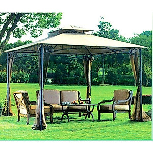 Garden Winds Replacement Canopy for The Bamboo Look Grove Gazebo - Standard 350 - Beige