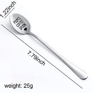 Mom’s Coffee Spoon for Christmas Gift for Mom Birthday Presents from Daughter Son Engraved Stainless Steel Spoon for Dessert Teaspoon for Mommy Mother Gift from Children
