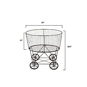 Creative Co-op Vintage Metal Laundry Basket with Wheels 25" x 15" x 26 3/4" (W x D x H)