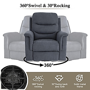 Swivel Rocker Recliner, Swivel Rocker Recliner Chairs for Adults, Manual Rocking Recliner Chair, 360 Degree Swivel Glider Recliner Chair, Overstuffed Manual Rocking Recliner for Living Room