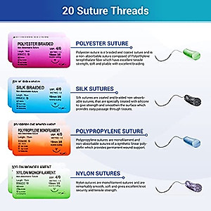 Alcedo Suture Practice Kit for Medical Students | Complete Kit (32 Pieces) Include Durable Large Suturing Pad with Pre-cut Wounds, Tools Kit, and Suture Threads | Perfect for Practice, Demonstration