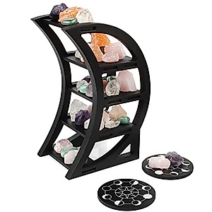 Kiusatig Crystal Shelf Display Crescent Moon Shelf Goth Decor Moon Shelf Boho Shelf Black Shelves for Goth Room Decor for Room,Table,Moon Decor ,Boho Decor