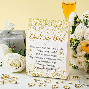 Geosar Ring Game Put a Ring on It Bridal Shower Games with Rings Dont Say Bride Game Rules and 60 Plastic Rings Bridal Shower Favors for Guests Wedding Shower Games(Gold, Confetti)