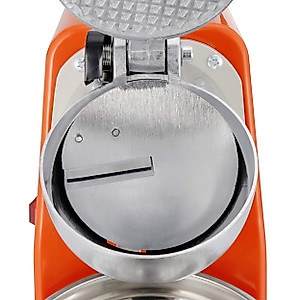 F2C Electric Ice Crusher Shaver Snow Cone Maker with Dual Stainless Steel Blades 300W 145 lbs/hr for Home and Commercial Use (Orange)