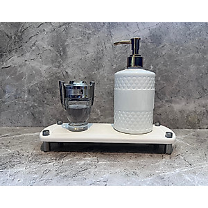 Dunya Home Bathroom Sink Caddy Fast Drying Stone Drying Rack Accessory Organizer Diatomaceous Earth Drying Rack Sponge Bottle Soap Countertop Organizer White