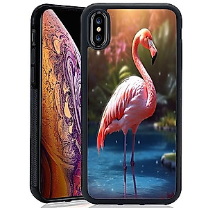 Elgzigok Black TPU Case Fits iPhone Xs Max with Flamingo-aa18 Pattern Design Black Soft TPU Slim Fit Anti Scratched Protection Cover Case for iPhone Xs Max