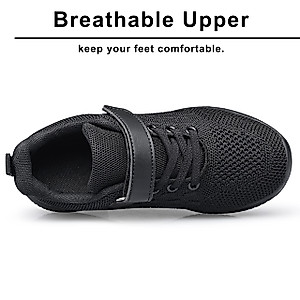 BNV Boys Girls Sneakers Kids Shoes Unisex Lightweight Breathable Athletic Running Tennis Fitness Shoes Black Big Kid Size 2