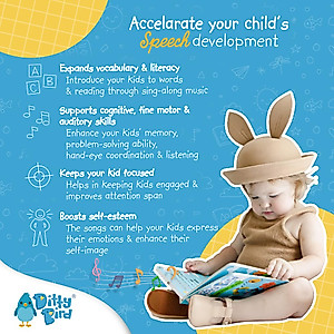 Ditty Bird Talking Books 100 Places | 100 Words for Vocabulary & Speech Learning | Sound Books for Toddlers 1-3 | Children's Interactive Toddler Books with Great Pictures | Sturdy Baby Sound Books