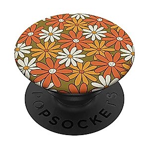 Cottagecore Flower Hippie 70s Aesthetic Boho Burnt Orange PopSockets Swappable PopGrip