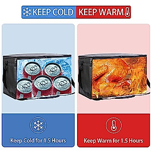 CIVJET Insulated Food/Pizza Delivery Bag with Adjustable Shoulder Strap, XXX-Large Commercial Food Warmer for Uber Eats/Doordash, Insulated Grocery Reusable Shopping Bags with Zippered Top, Insulated Cooler Bags, Black