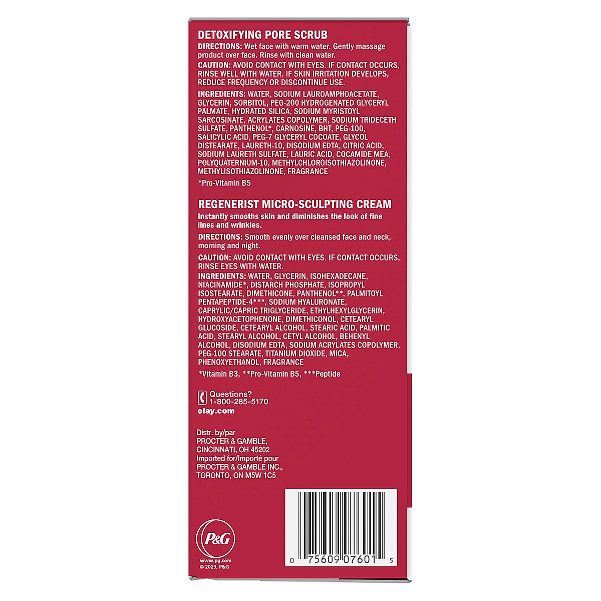 Face Wash by Olay Regenerist Advanced Anti-Aging Pore Scrub Cleanser (5.0 Oz) and Micro-Sculpting Face Moisturizer Cream (1.7 Oz) Skin Care Duo Pack, Total 6.7 Ounces Packaging may Vary
