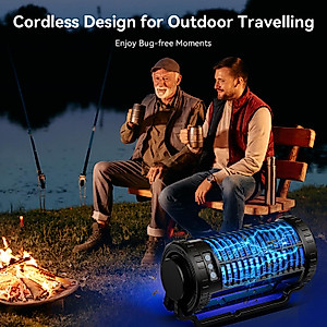 Solar Bug Zapper Outdoor, 4800V Effective Mosquito Zapper Indoor, Cordless Rechargeable Fly Zapper with 4000mAh Battery, IP66 Waterproof Insect Zapper for Outside, Patio, Backyard, Garden