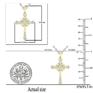 Dazzlingrock Collection 0.10 Carat (ctw) 18K Round White Diamond Cross Pendant 1/10 CT (Silver Chain Included), Yellow Gold