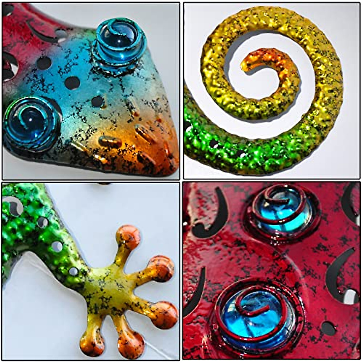 wotieuns Metal Gecko Wall Art Metal Lizard Outdoor Wall Decor Suitable for Yard Fence Patio Garden Decor Set of 2