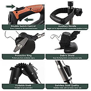 Karlak Cordless Grass Trimmer Weed Wacker 21V Weed-Wacking Hine with LCD S n Weight Adjustable Height Metal Cutting Blade for Garden and Yard Bush Mowing Grass Lawn Pruning - 2 Batteries