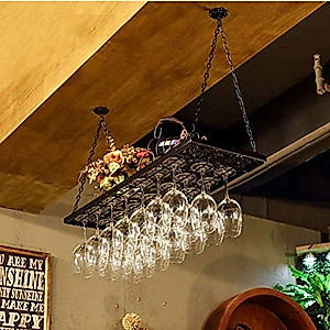 Wine Rack Wine Glass Wrought Iron Upside Down Storage Display Shelf Creative Decorative for Home Bar J1028, PIBM, Black, 80x31cm