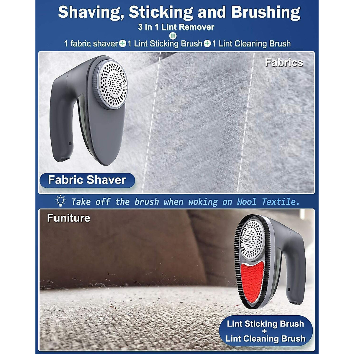 POPCHOSE Shower Steamers Aromatherapy - Fabric Shaver, Rechargeable Lint Remover with 6-Blades and Electrostatic Brush Stocking Stuffers Christmas Gifts for Women and Mom