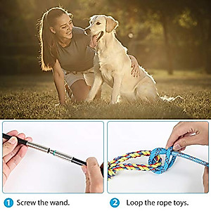 DIBBATU Flirt Pole for Dogs Interactive Dog Toys for Large Medium Small Dogs Chase and Tug of War, Dog Teaser Wand with Lure Chewing Toy for Outdoor Exercise & Training.