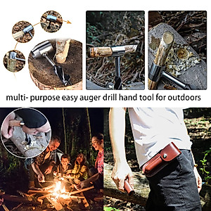 Survival Settlers Tool Hand Bushcraft Auger Drill, Manual Auger Wrench Scotch Eye Wood Drill Bit Outdoor Wood Peg and Hole Maker for Bushcrafting, Survival Wilderness Camping (Brown)