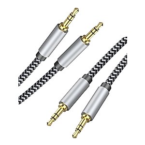 MORELECS Aux Cord 2Pack, 3.5mm Audio Cable Nylon Braided Aux Cable 4ft, 3.5mm Male to Male AUX Cord for Car, Headphones, Home Stereos, Speaker