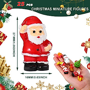 Blulu 25 Pieces Mini Christmas Santa Claus Figure Miniature Christmas Figurines Bulk Christmas Ornaments Xmas Mini Snowmen Santa Claus for Snow Globe Crafts DIY Snowy Dollhouse Decoration