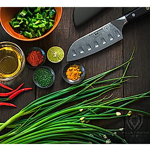 Dalstrong Mini Santoku Knife - 5 inch - Shogun Series - Japanese AUS-10V Super Steel Asian Knife - Damascus Layered - 67 Layers - Vacuum Treated Vegetable Knife - Sheath Included