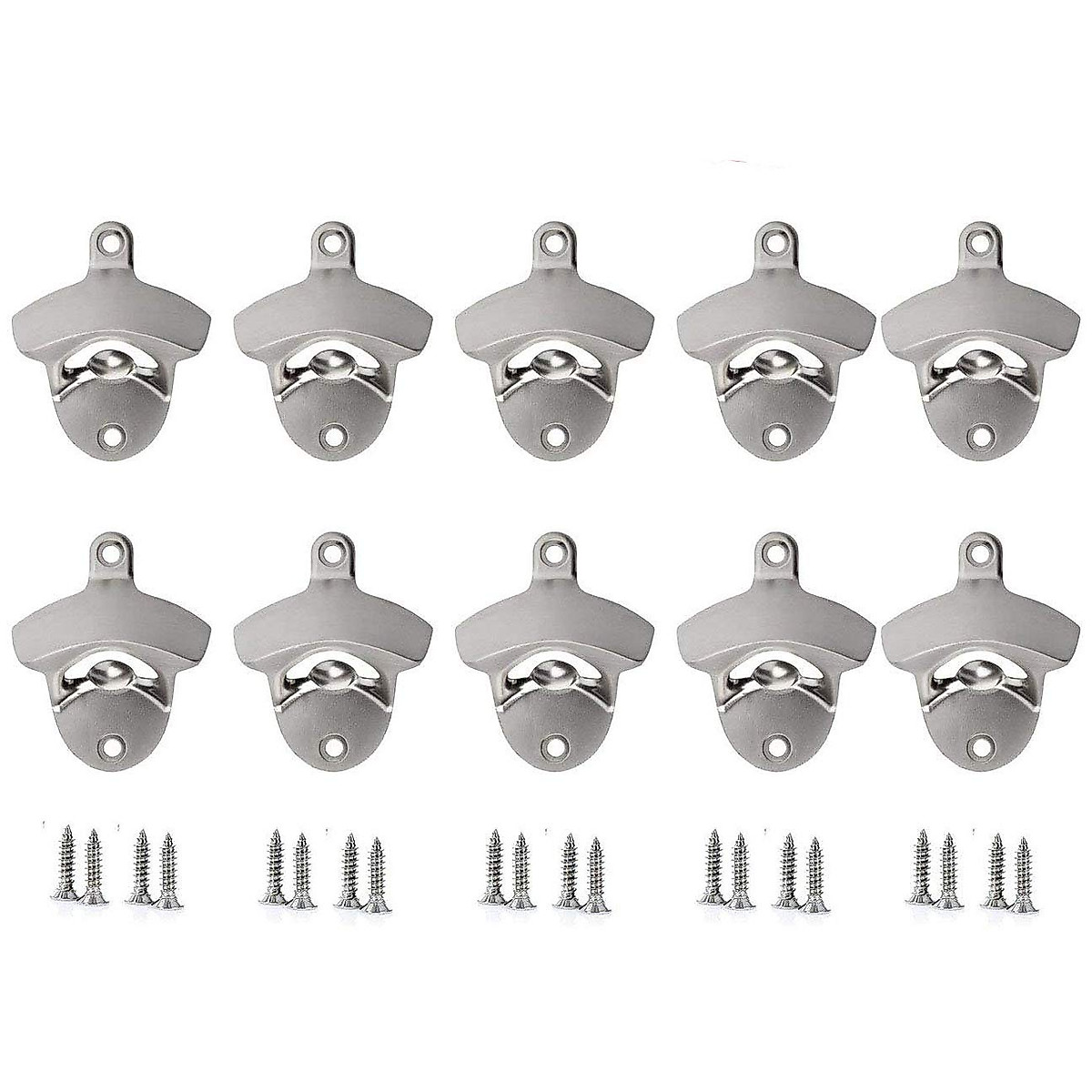Alued 10 PCS Wall Mount Bar Beer Coke Bottle Wine Soda Cap Opener Brushed Chrome Silver