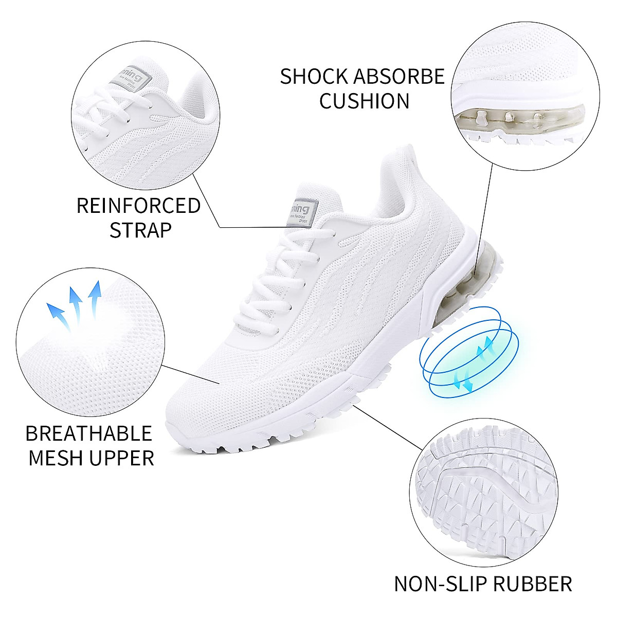 Akk Womens Air Running Shoes - Lightweight Women Sneakers Air Cushion Walking Tennis Shoes for Women Gym Jogging Workout A-Black