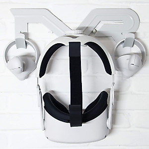 VRbrother Wall Mount Storage Hook Stand VR Headset with More Devices The Universal Wall Mount Hanger for Oculus Quest2,Oculus Rift-S,HTC ViveVive ProVive Cosmos,HP Reverb G2,Valve Index PSVR (White)