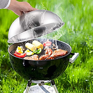 HOUSE AGAIN 2 Pack Cheese Melting Dome Set - 18/8 Stainless Steel Griddle Grill Accessories - Durable Round Basting, Steaming Cover - Heat Resistant Handle for Flat Top Griddle Grill Indoor/Outdoor