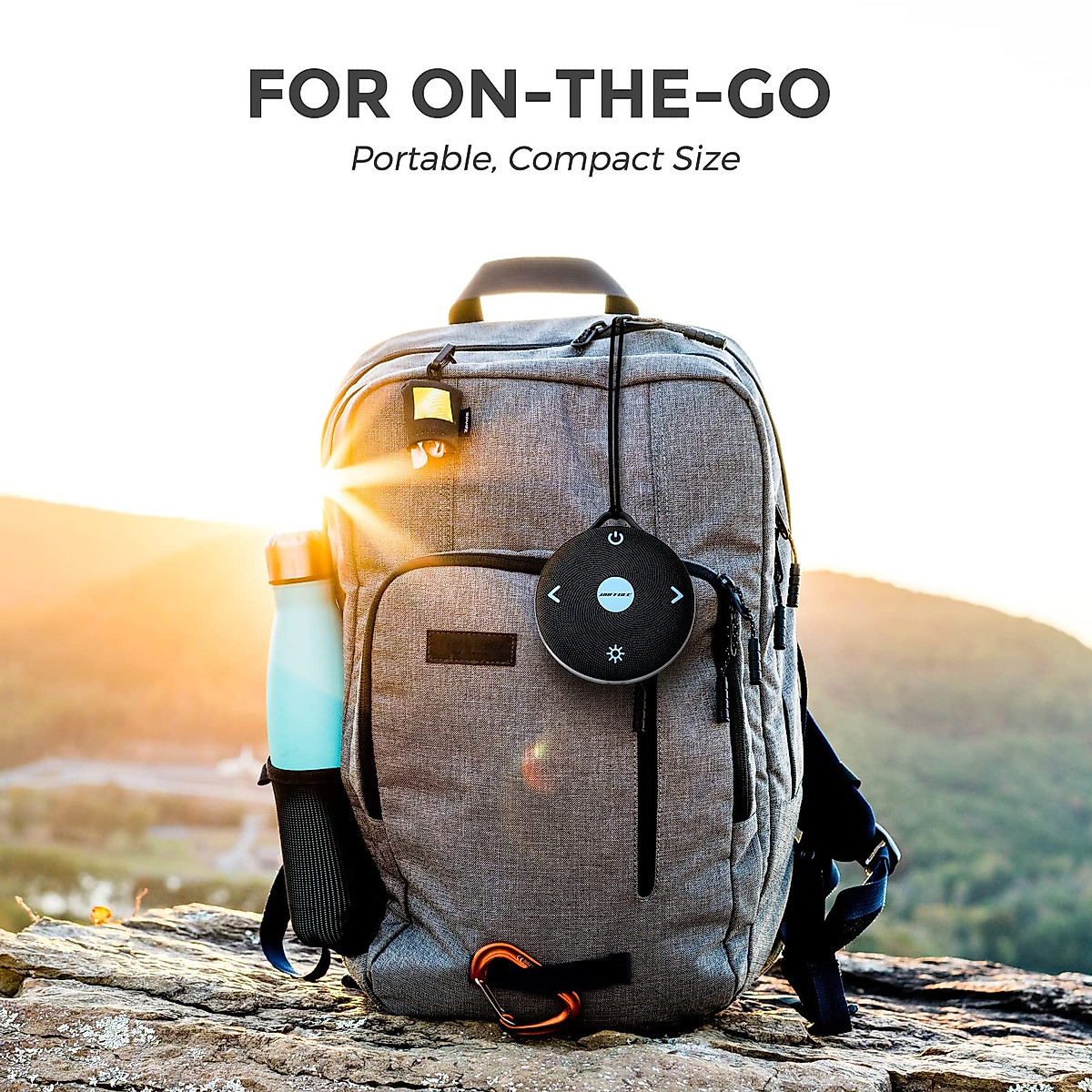 Buffbee Portable Sound Machine - Travel Compact Size, 17 Soothing Sound, 8 Night Light, USB Rechargeable White Noise Machine for Sleeping On-The-Go