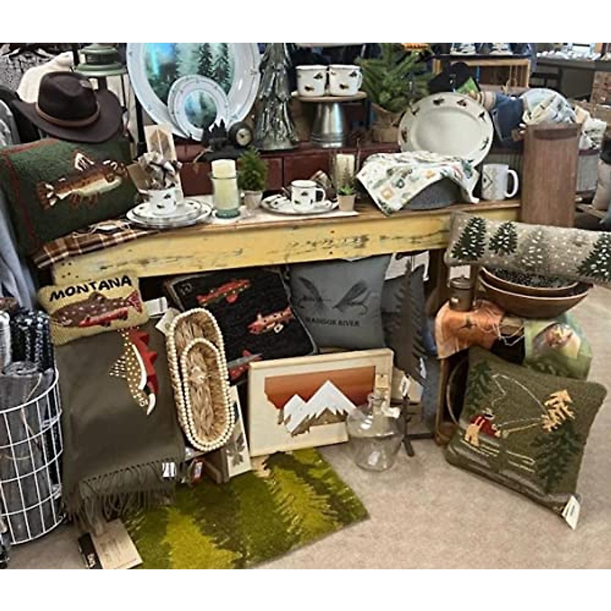 Chandler 4 Corners Artist-Designed Fly Fisherman Hand-Hooked Wool Decorative Throw Pillow (18” x 18”) Lake & Lodge Pillow for Couches & Beds - Easy Care & Low Maintenance - Fishing Pillow for Cabins