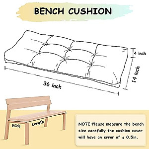 ROFIEJOX Indoor/Outdoor Bench Cushion 36x14 inch - Comfortable&Soft Fabric,Tufted Memory Foam, Non-Slip Bottom, Long Seat Cushion Furniture for Window Patio Garden Floor, (36x14x4) Milky White