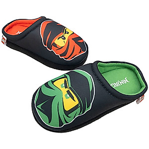 LEGO Ninjago Boys Pajama Set, Kai & Lloyd with Matching Cozeez Slippers, Black, Size 8