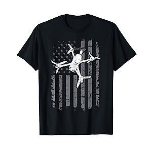 USA Flag FPV Drone Freestyle Quad Race Quadcopter Pilot T-Shirt