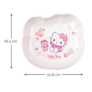 Hello Kitty Bear Sakura Cute Pink Dinnerware Flatware Meal Set – Plate Bowl Cup Spoon, 4 pieces