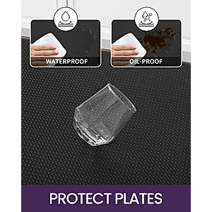 DEXI Kitchen Floor Mats Cushioned Anti Fatigue,17x29+17x59, Standing Runner Rug Waterproof, Comfort Memory Foam Padded for Front Sink Laundry Set of 2, Black