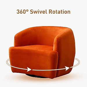 Bonzy Home Swivel Barrel Accent Chair Set of 2, Comfy Velvet Upholstered Round Swivel Armchair with Padded Cushion, Modern Channel Club Chair for Living Room Bedroom, Orange