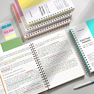 EMSHOI A5 Spiral Notebook College Ruled Lined Journal, Small 5.7" X 8.22", 300 Pages/150 Sheets, 100gsm Thick Paper, Waterproof Hardcover, for Office School Women Men Work Writing Notes-Pink