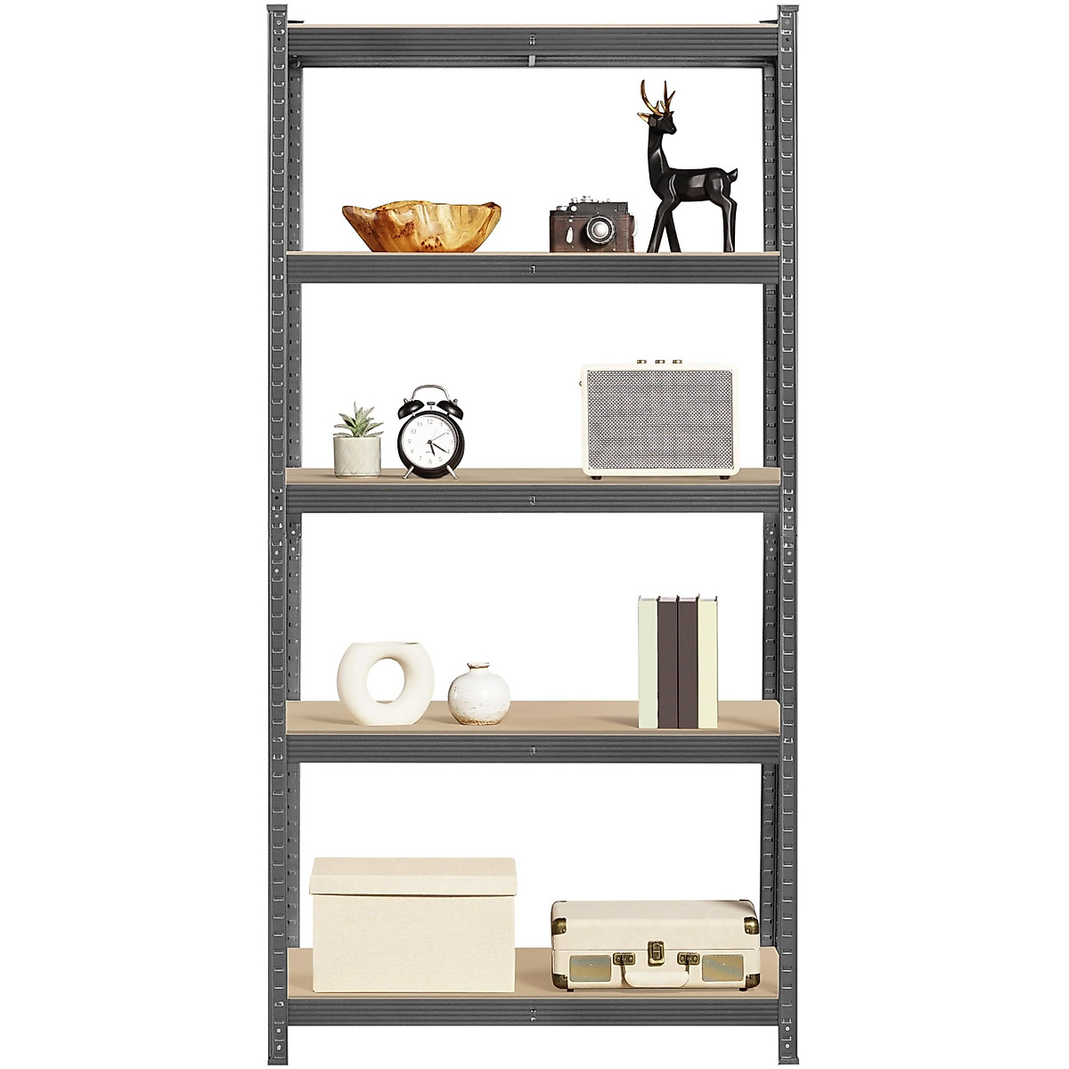 Yaheetech Standing Shelf Units, 5 Tier Storage Shelf, Heavy Duty Shelving, Adjustable Garage Shelves, Utility Rack Shelf Unit, Basement Warehouse Shed, 35.5″L × 16″W × 71"H - Dark Gray